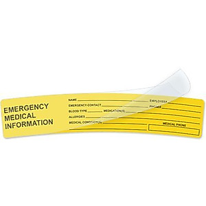 SmartSign Emergency Medical Information Hard Hat Label | 1.25" x 6" Self-Laminating, Pack of 5