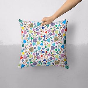 iiRov Fun-Colored Pattern Hearts - Custom Decorative Home Decor Indoor or Outdoor Throw Pillow Cover for Sofa, Bed or Couch Cushion (Pillow CASE Cover ONLY)