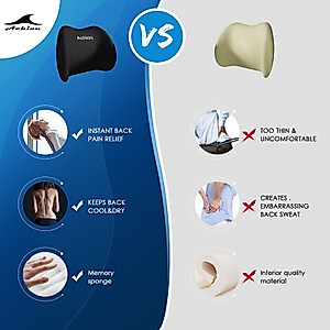 Achiou Lumbar Support Pillow for Office Chair Car Seat Orthopedic Chair, Memory Foam Pad and Back Cushion for Back Pain Relief, Versatile Use Supportive Cushion