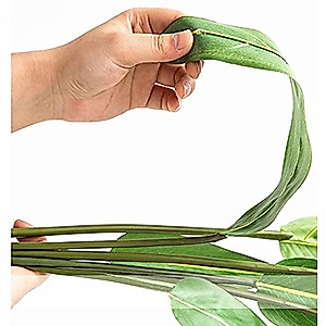 Artificial Tropical Palm Leaf Bush Greenery Plastic Faux Bird of Paradise Fake Eva Curcuma Plant Bundle with 7 Leaves for Home Garden Office Store Decoration (Green - Pack of 2 pcs)