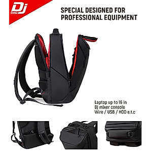 Professional Bag & Backpack for DJ gear + USB Charging Port. Pioneer DJM, DDJ. Denon. A&H. Hercules. Numark. Stanton. Trakror Controller. Work or travel DJ BAG - (19.68 x 13.00 x 6.30 in, Urban Black)