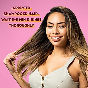 OGX Frizz-Free + Keratin Smoothing Oil Conditioner, 5 in 1, for Frizzy Hair, Shiny Hair, RED, 385 ml