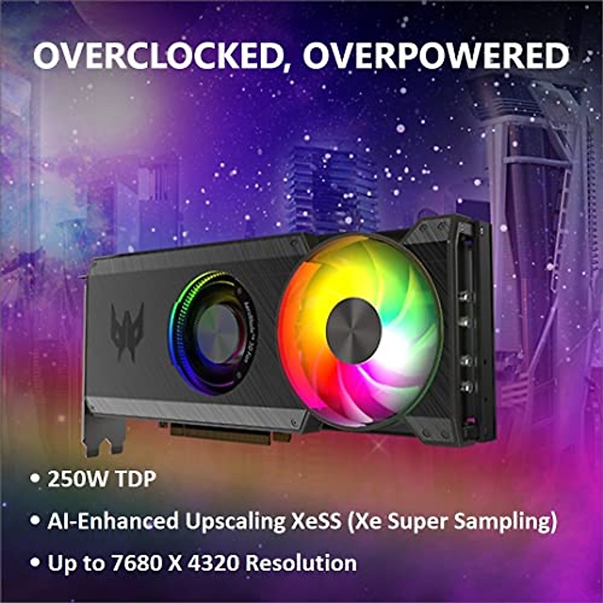 ACER | Predator BiFrost Intel Arc A770 Overclocking Graphics Card | 16GB GDDR6 256-bit 18 Gbps | PCIe 4.0 | Dual Fan | Customize RGB Lighting Color & Effect | TPD 250W | 1xHDMI 2.1 & 3xDisplayPort 2.0