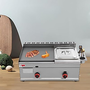 Commercial Reataurant Gas Grills -Commercial Deep Fryer Stainless -Commercial Propane/Gas Flat Top Grill Griddle with Deep Fryer Multi-function