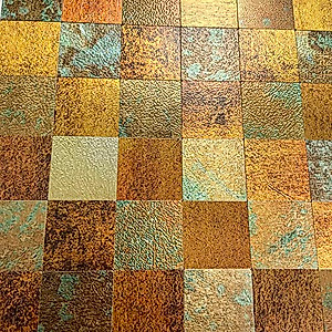 HomeyMosaic Peel and Stick Backsplash Tile Stick on Kitchen Fireplace Bathroom Plaid in Rust Retro Copper,5-Sheet