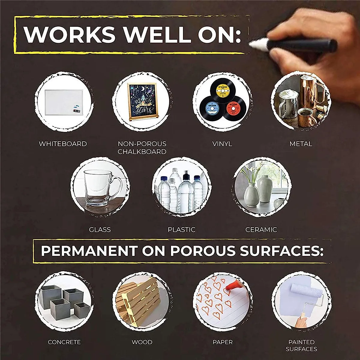 SOONPAM Liquid Chalk Markers Metallic Color Chalk Pens 6mm Bold Tip Erasable Liquid Chalk Pen for Blackboards Chalkboard Bistro Menu Window 8 Pack