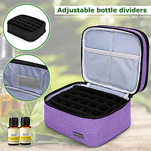 LUXJA Essential Oil Carrying Case - Holds 30 Bottles (5ml-30ml, Also Fits for Roller Bottles), Double-Layer Organizer for Essential Oil and Accessories, Purple (Bag Only)
