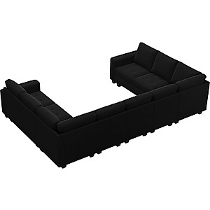 Belffin Oversized Velvet Modular 9 Seater U-Shape Sectional Sofa Set with Chaise Convertible sectional Sofa Couch Set Modular Couch Corner U Shaped Sectoional Sofa Black