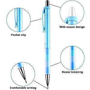 Boao 23 Pieces 0.9 mm Mechanical Pencil Set, Includes 12 Pieces Mechanical Pencils, 8 Tubes of Pencil Refills, 3 Pieces Erasers for School and Office Drawing Crafting