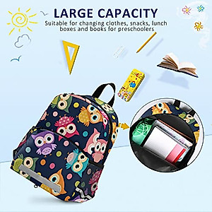 ALAZA Cute Owl Print Animal Polka Dot Kids Toddler Backpack Purse for Girls Boys Kindergarten Preschool School Bag w/ Chest Clip Leash Reflective Strip