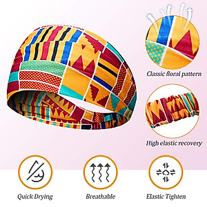 8 Pieces African Headband Stretchy Boho Print Headband Yoga Sports Workout Wide Headwrap Elastic Twisted Knot Turban Hairband for Women Girls Hair Accessories
