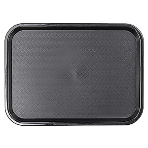 Restaurantware 12 x 16 Inch Fast Food Trays 10 Rectangle Plastic Serving Trays - Dishwashable Textured Black Plastic Cafeteria Trays For Meals And Glassware