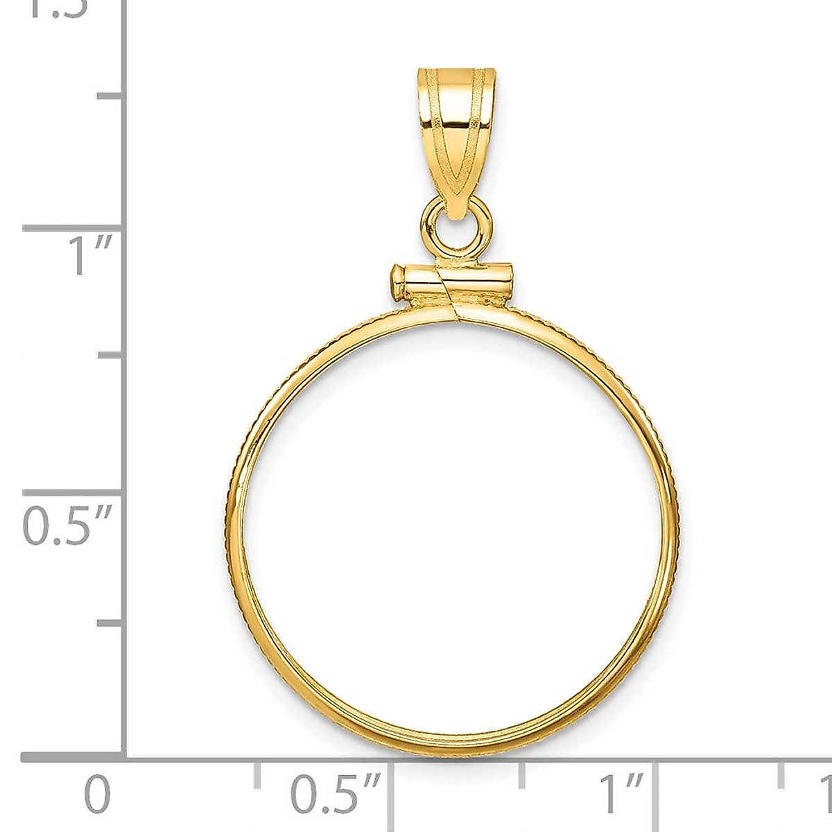 Wideband Distinguished Coin Jewelry 14k Polished 21.6mm x 1.7mm Screw Top Coin Bezel Pendant QC1885/21.6