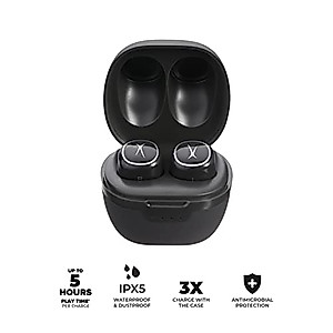 Altec Lansing NanoBuds 2.0 True Wireless Earbuds with Charging Case, TWS Waterproof Bluetooth Earphones with Touch Controls for Travel, Sports, Running, Working (Cool Grey)