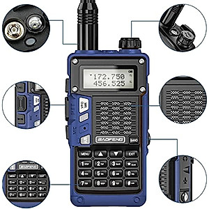 Baofeng Radio Handheld Ham Radio UV-S9 Pro 8W High Power Dual Band Portable Two Way Radio with Battery and USB Charger Cable Upgrade of UV-5R Walkie Talkies(Blue)