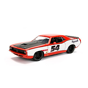 Big Time Muscle 1:24 1973 Plymouth Barracuda Die-Cast Car, Toys for Kids and Adults(Orange)