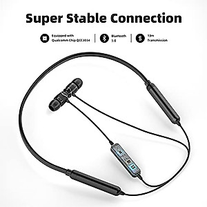 SoundMAGIC E11BT Neckband Bluetooth Headphones Wireless Earphones HiFi Stereo in Ear Headset with Microphone Noise Isolating Sports Earbuds Long Playtime Black