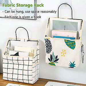 SuperDuo 2Pack Wall-Mounted Fabric Storage Bag Big Pocket Clothing Closet Organizer Basket Over The Door Linen Cotton Hanging Shelves Home Kitchen Box for Bedroom Bathroom Dormitory Desktop