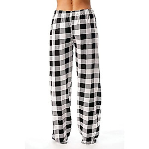 FOVIGUO Black of Friday Cyber of Monday, Womens Casual Pants Vintage Plaid Printed Straight Leg Drawstring Trousers Elastic High Waist Loose Comfy Slacks