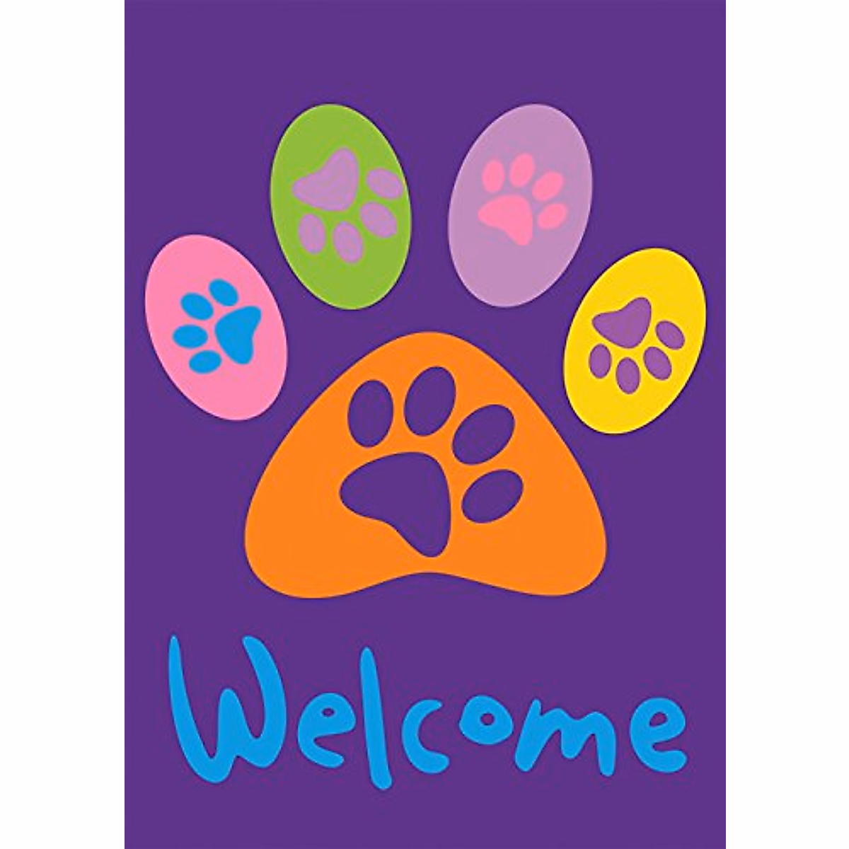 Toland Home Garden 112669 Welcome Paws- Purple Paw Print Flag 12x18 Inch Double Sided Paw Print Garden Flag for Outdoor House Cat Dog Flag Yard Decoration