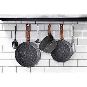 Easy chef always, 8 Inch Nonstick Frying Pan Skillet, Non Stick Granite Coating Egg Pan Fry Pan Omelet Pan Saute Pan, Healthy Stone Cookware Chef’s Pan, PFOA Free, Induction Compatible, Gray