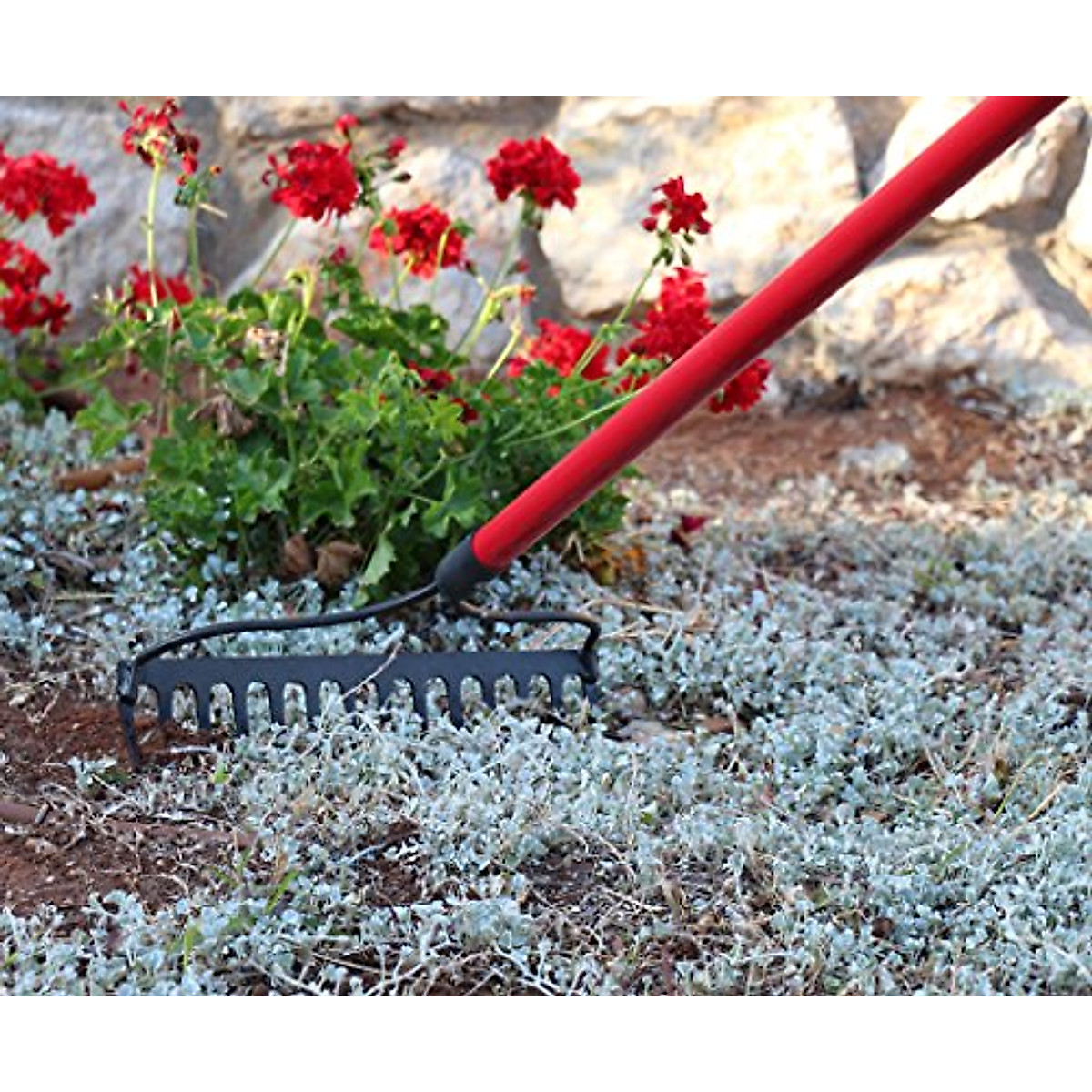 TABOR TOOLS J205A Level Head Rake with Strong Long 54 Inch Fiberglass Handle, 14-Tine Garden Rake.