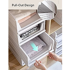 4-Pack Foldable Wardrobe Storage Box,Stackable Clothes Drawer Organizer,Closet Container Bin,Plastic Closet Organizer Basket,Collapsible Large Capacity Shelves Storage Bin for Office, Kitchen,Bedroom