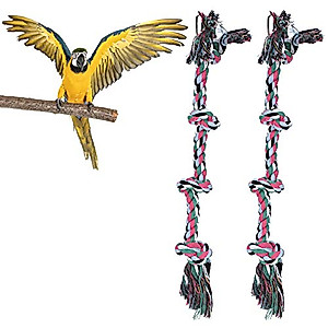 Zerodis Pet Bird Chew Cotton Rope Toys, Cotton Woven Rope Hammock Hanging on Parrot Cage, Parrots Biting Climbing Toys Cage Pendant Accessory