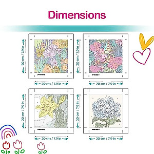 SupaDiya 4 Pack Flowers Framed Paint by Numbers for Adults Beginners, DIY Easy Acrylic Watercolors Number Painting Art with Framed Canvas for Home Wall Decor (8x8 inches)