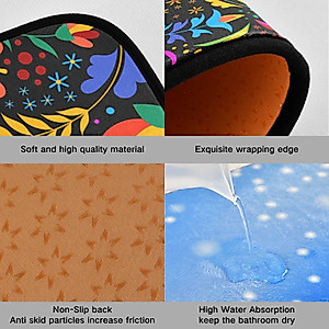 ZENWAWA Mexican Floral Bird Kitchen Rug 2 Pieces Set, Kitchen Mats Water Absorbent Comfort Standing Floor Rugs for Kitchen Sink Laundry Room