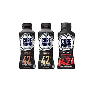 Core Power Elite High Protein Shake (42g), 3 Flavor Variety, Ready To Drink for Workout Recovery, 14 Fl Oz Bottles (Pack of 12)