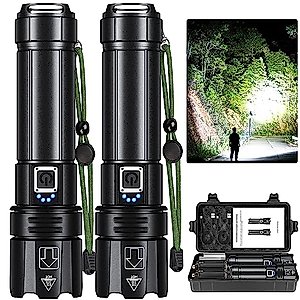 lemihui Rechargeable LED Flashlight High Lumens, 990,000 Lumens Bright Powerful Flashlight, 5 Modes, IPX6 Waterproof Handheld Flash Light for Camping Hiking