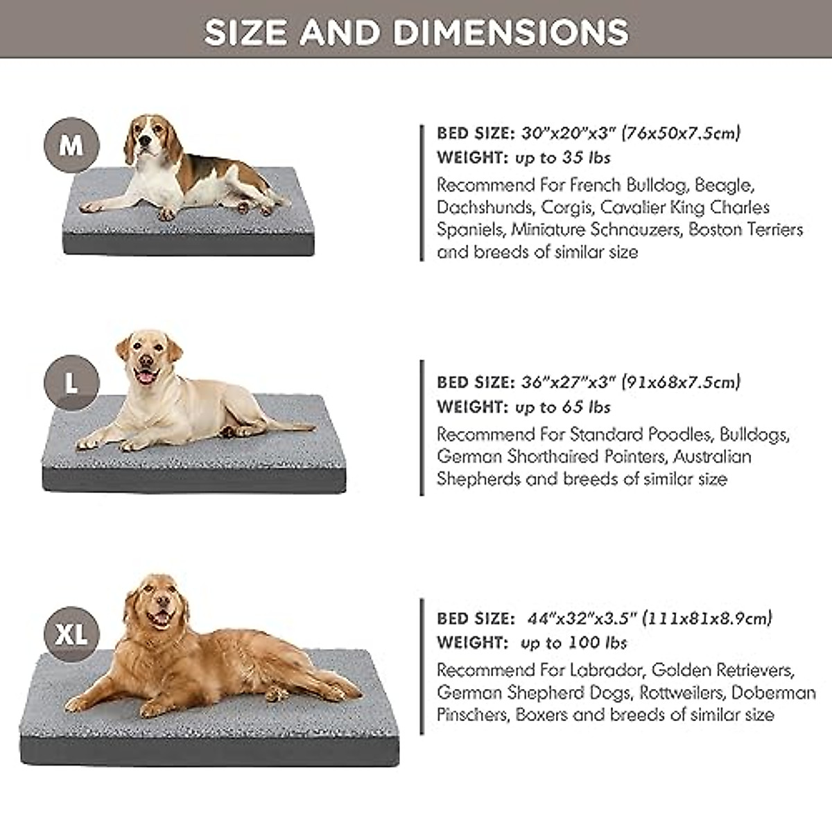 Codi Orthopedic Dog Beds XL for Extra Large Dogs with Memory Foam, Reversible Dog Mat with Removable Cover, Waterproof Pet Bed Machine Washable, Grey