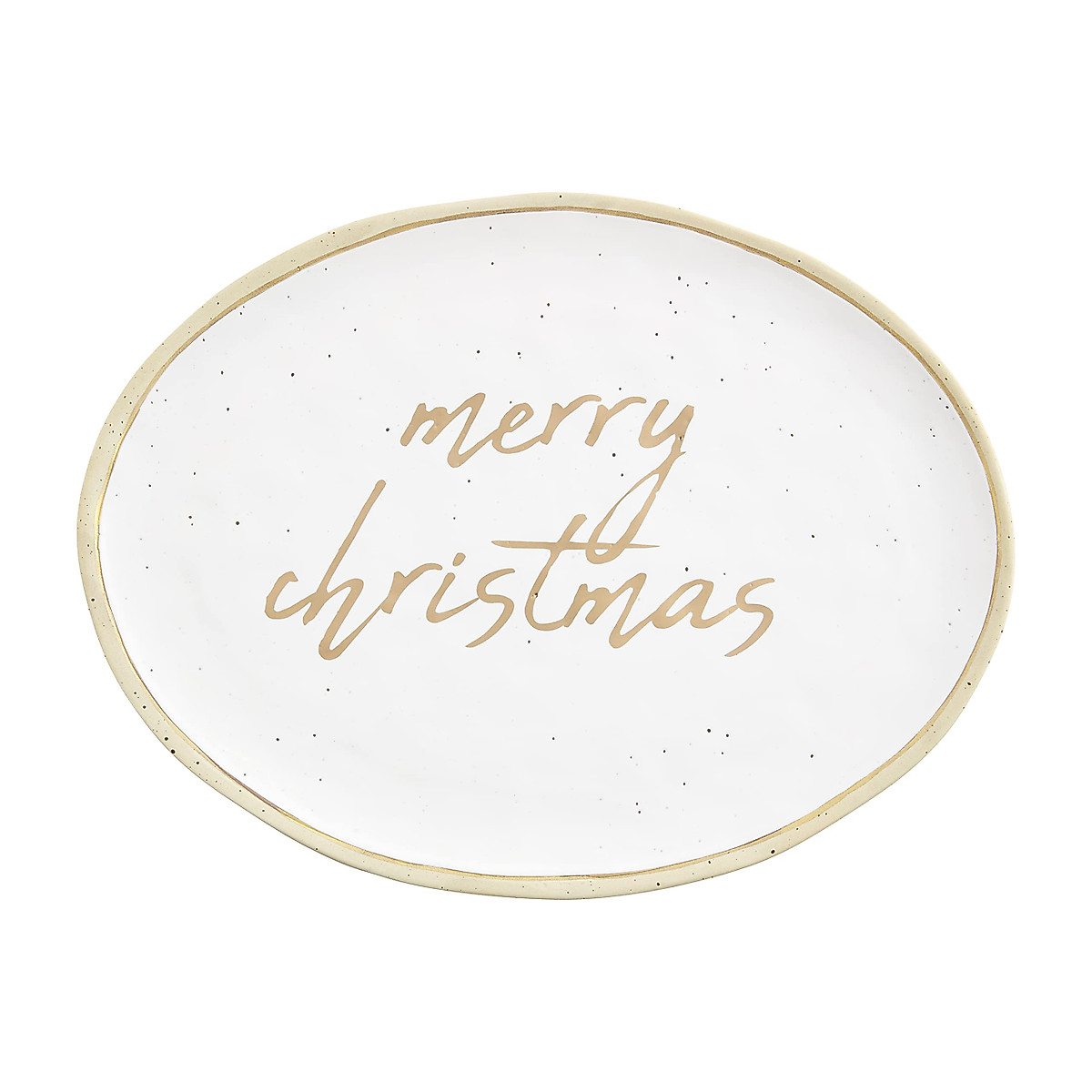 Mud Pie Stoneware and Gold Merry Christmas Platter