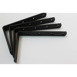 MHMYDZ 8 Pcs Matte Black Steel"L" Corner Brace Joint Angle Bracket Shelf Bracket Wall Hanging with Screws 125mmX75mm/5 InchX3 Inch Decorative Corner Brackets Joint Angle Bracket