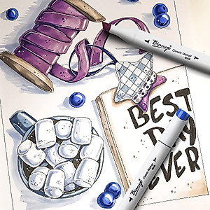 Bianyo Classic Series Alcohol Markers Set, Pack of 72, Dual Tip Bullet & Chisel Art Marker Set, Black Case with a Designable Card for Coloring, Drawing, Sketching, Outlining, Highlighting, Designing