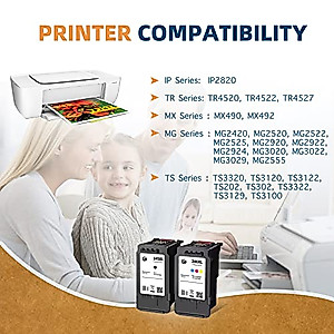 KONGTENBUY- 245xl 246xl Ink Cartridge Replacement for Canon Ink Cartridge 245&246 245xl 246xl Combo Pack Pg-245Xl Cl-246Xl PG-243 CL-244 for Canon Pixma MX492 MX490 MG2522 MG2920 (1Black 1Tri Color)