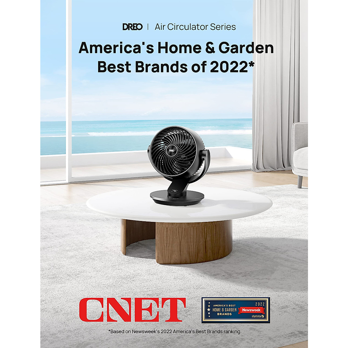 Dreo Fan for Whole Room, 70ft Powerful Airflow, 13 Inch Quiet Oscillating Table Fans with Remote, Air Circulator Fan for Bedroom, 120° Adjustable Tilt, 4 Speeds, 8H Timer, Home,Office