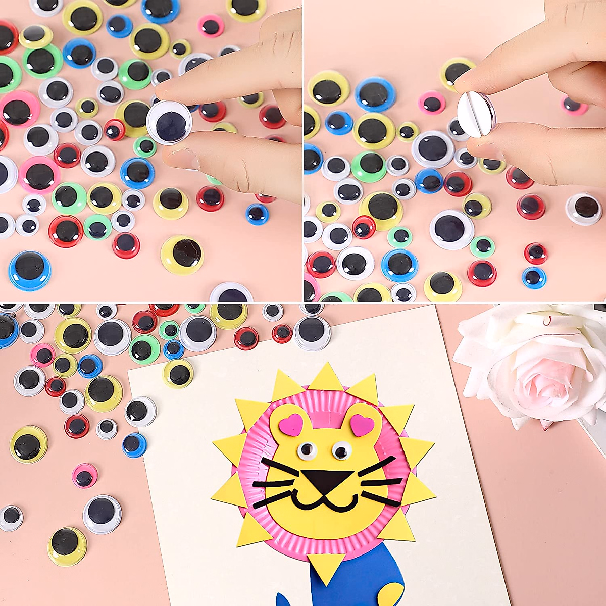 ZZHXSM 1700pcs Googly Wiggle Eyes for Craft Sticker Eyes, Multi Colors and Sizes, Self Adhesive