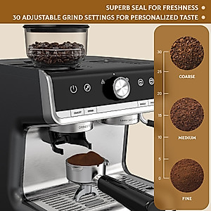 GarveeHome Espresso Machine 20 Bar With Grinder & Steam Wand – All In One Espresso Maker & Espresso Machine With Grinder for Home, Dark Gray