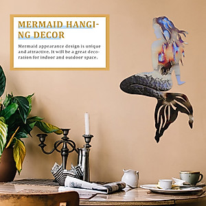 Mermaid Metal Wall Decor, Hanging Mermaid Wall Decoration, Stainless Steel Mermaid Sculpture for Home Garden Beach Decoration (Sliver)