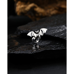 COCHARM G23 Solid Titanium Cartilage Earrings Stud 16G Silver Threadless Push in Helix Earrings for Women Cute Bat Helix Piercing Jewelry Surgical Steel Hypoallergenic