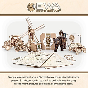 3D Puzzles for Adults - DIY Belaz 75600 Dump Truck 3D Wooden Puzzle with Wind Up Mechanism Piston Engine for 15 yrs Above & Adults - Model Building Kits by Eco Wood Art 307 Pcs