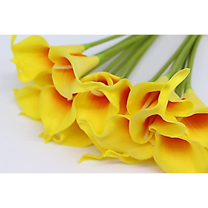 SHSYCER 18pcs Artificial Calla Lily Silk Flowers Home Garden Hotel Party Event Christmas Wedding Gift Decoration Artificial Flowers Calla Lily,Red in Yellow
