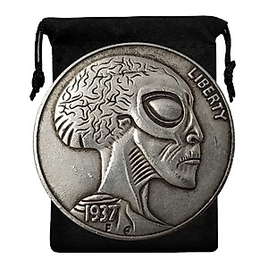 Kocreat Copy 1937 U.S Hobo Coin - E.T Alien & Bull Silver Plated Replica Morgan Dollar Souvenir Coin Challenge Coin Lucky Coin