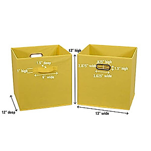Household Essentials, Golden Yellow 2 Pack Open Storage Bins with Dual Handles, 13 x 12 x 13