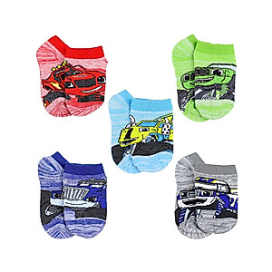 Nickelodeon Blaze and the Monster Machines Boys Toddler 5 Pack No Show Socks (Medium (Sock 6-8), White/Multi)