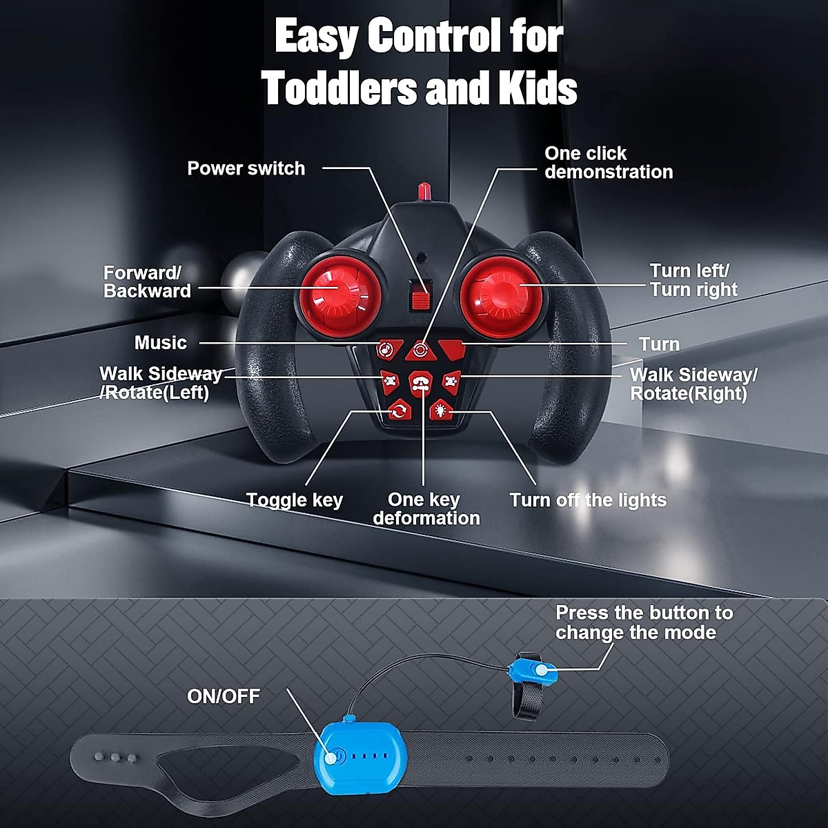 YTKIH Gesture Sensing RC Stunt Car, Best Birthday Gift Ideas for Boys 6-12, Toys for Boys Age 8/9/10/11/12, 4WD 2.4GHz Remote Control Twist Car with Light & Music, Off Road 360° Rotating