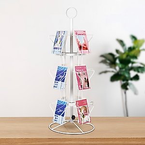 Liitrton Greeting Card Rack Card Display Rack Countertop Rotating Metal Postcard Rack Retail Display Rack for Stickers Postcard 3 Tier