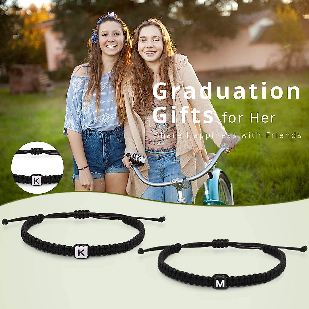 Btysun Bracelets for Her Initial C Charm Bracelet for Women Mothers Day Graduation Gifts for Her Wife Girlfriend Adjustable Woven Rope Birthday Jewelry